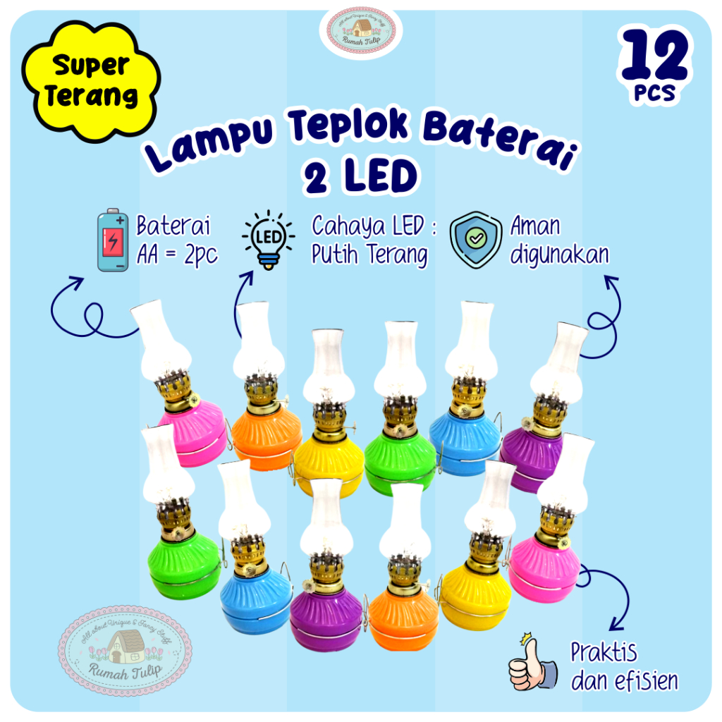 Jual Lampu Teplok 2 LED (Paket 12pc) Lampu Teplok Baterei, Lampu Ublik ...