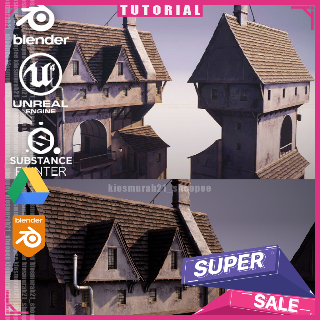 Jual Old House Creation for Game in Blender & Substance Designer Blender 3D Tutorial | Shopee ...