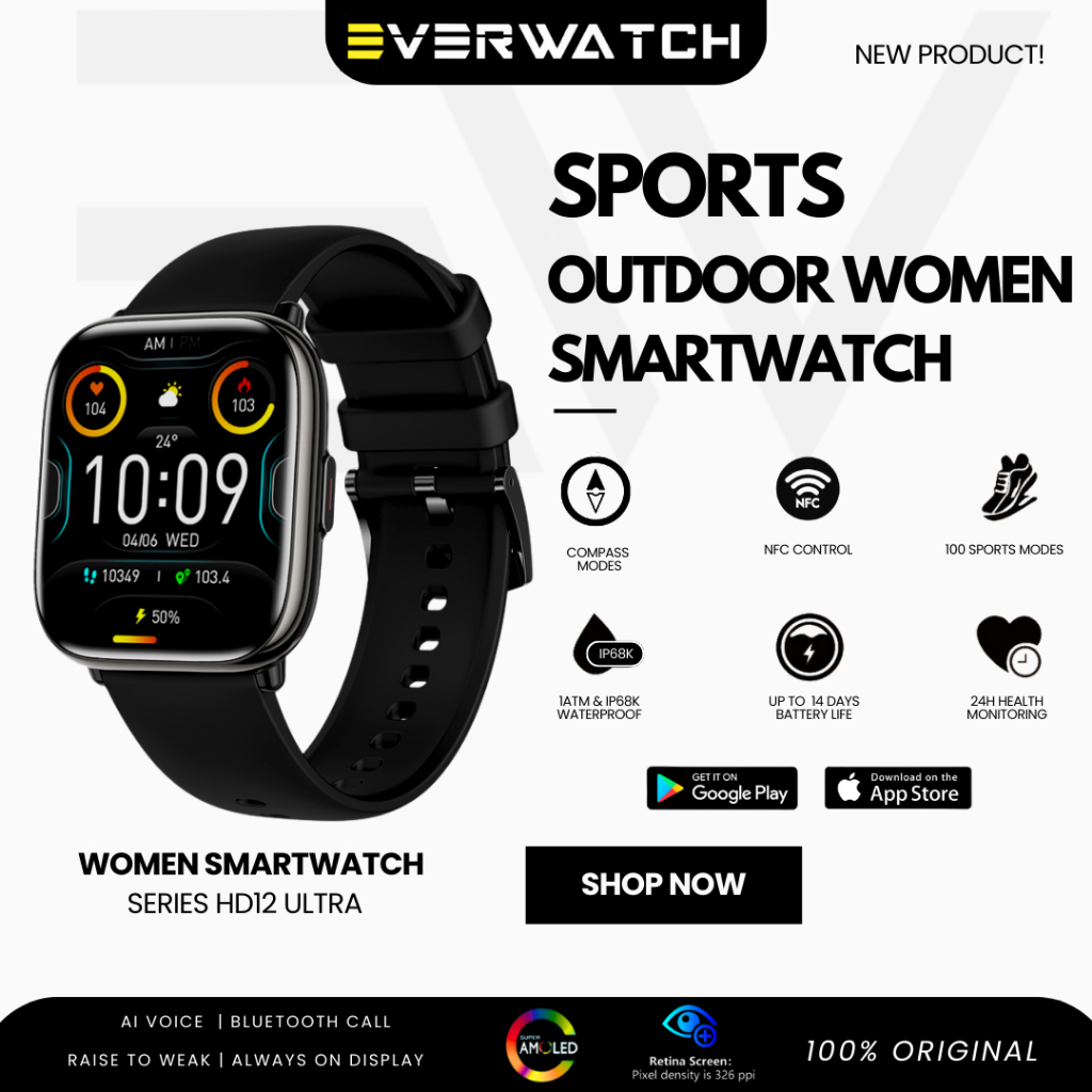 Jual jam tangan olahraga wanita digital smartwatch amoled bluetooth ...