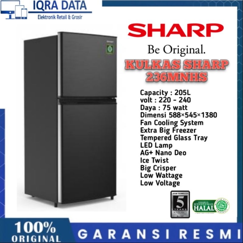 Jual Kulkas Sharp 2 Pintu 205 Liter SJ-236MNHS Garansi Resmi 5 Tahun ...