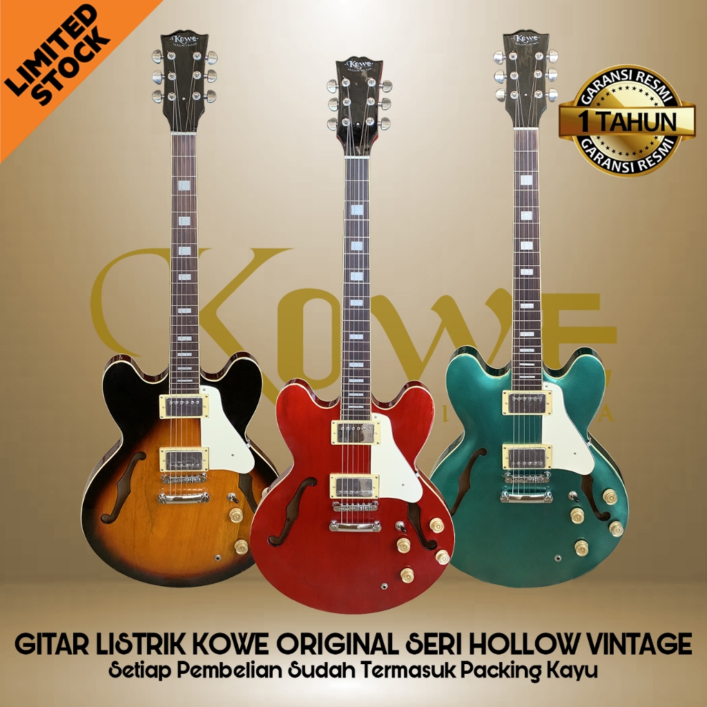 Jual Gitar Elektrik Original Merk Kowe Seri Hollow Vintage | Shopee ...
