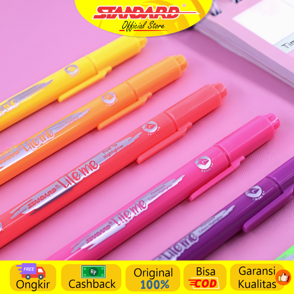 Jual Standard - Lite Me Dualtip Isi 3 Pcs ( Highlighter / Text Marker ...