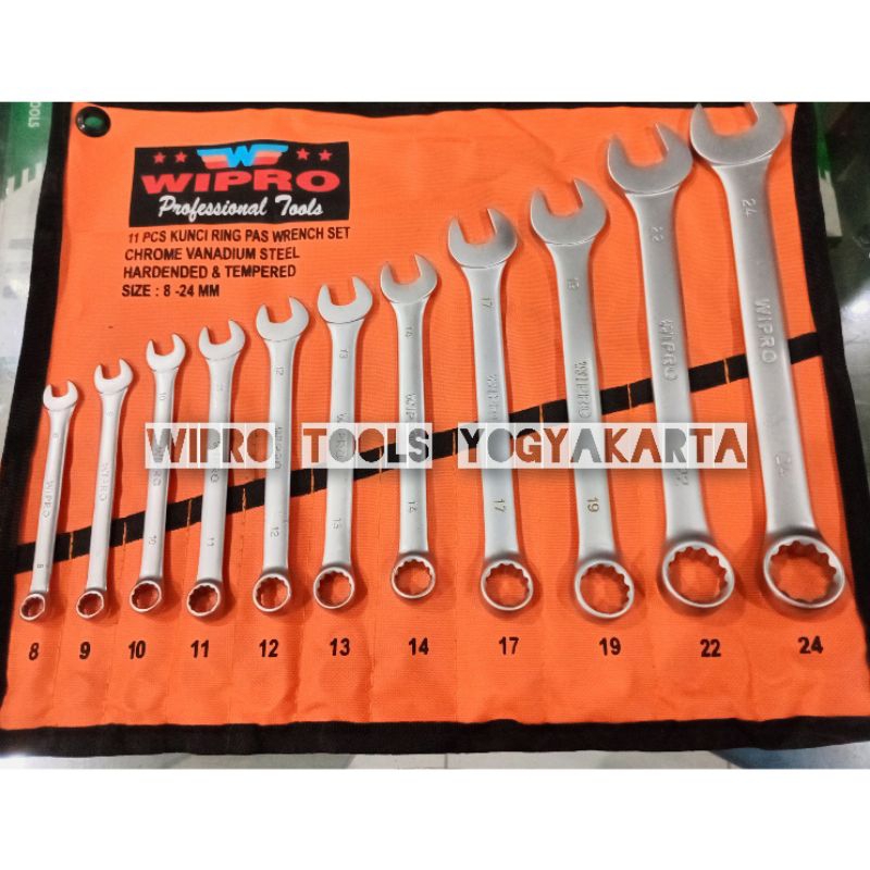 Jual Wipro Kunci Ring Pas Set 11Pcs ( 8-24 MM ) / Combination Wrench Satin | Shopee Indonesia