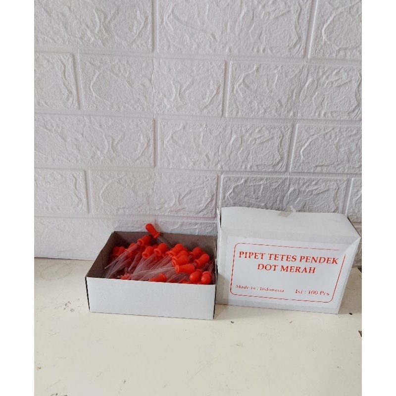 Jual pipet tetes kaca pendek merah/pipet dot merah/pipet laboratorium ...