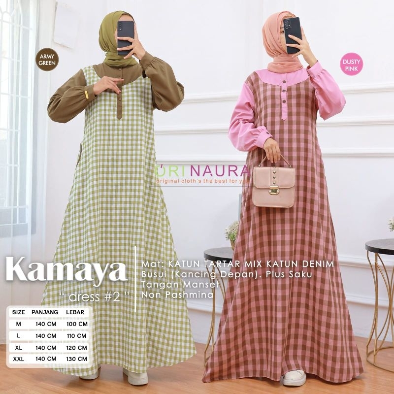 Jual Gamis Line A Kotak Kotak Katun Cantik Simpel Elegant || Kamaya ...