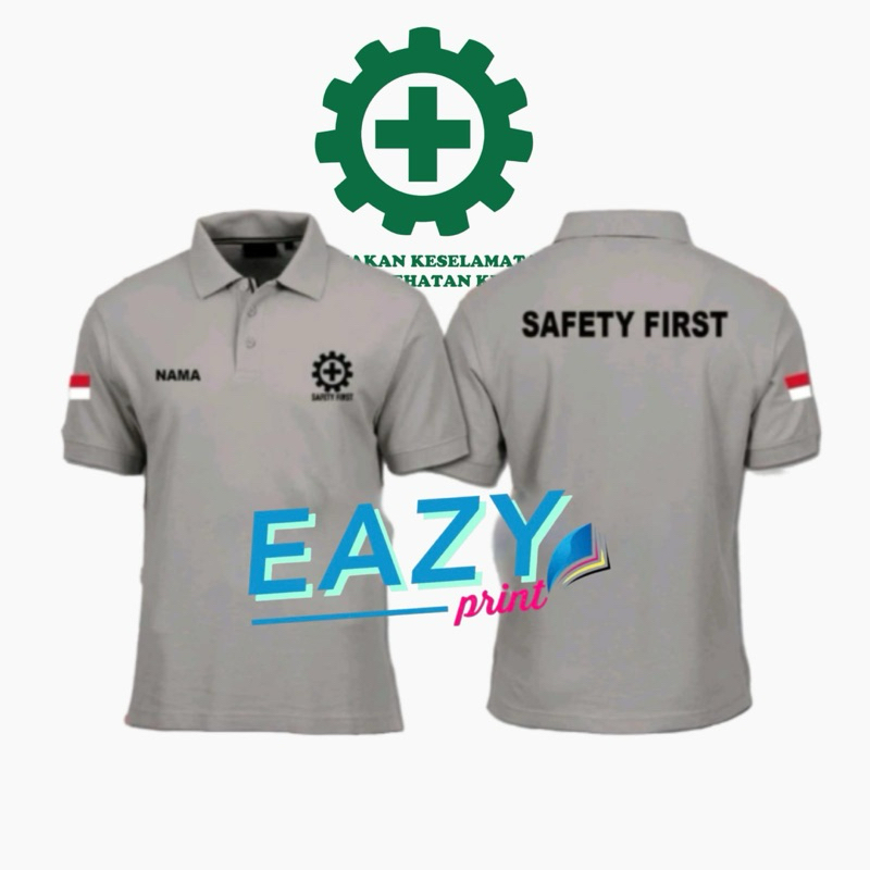Jual BAJU POLOSHIRT SAFETY FIRST GRATIS NAMA SERAGAM ENGINEER TEKNISI ...
