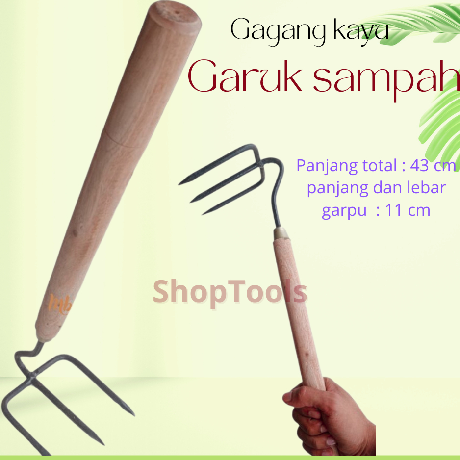 Jual Garuk Sampah / Gagang Kayu Cangkul, Pacul, Garpu, taman kebun ...