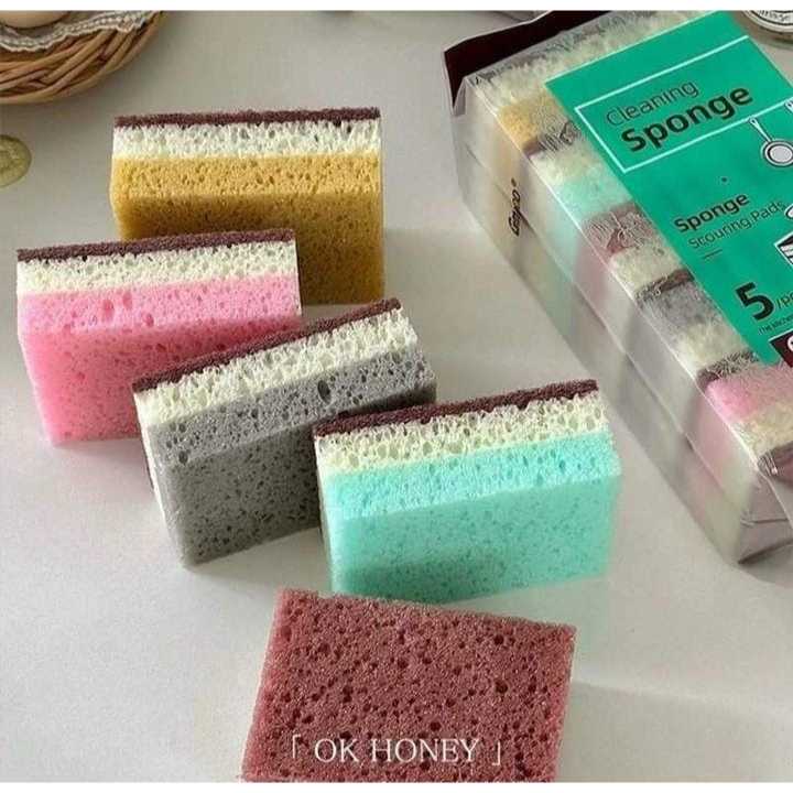 Jual spons busa cuci piring berwarna/spons cuci piring tebal 3 warna 2 ...