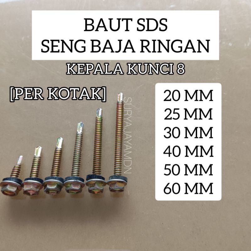 Jual [PER KOTAK] BAUT SDS BAJA RINGAN ROOFING YS 25 MM / BAUT SENG SDS ...