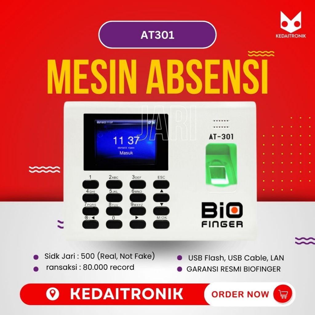 Jual Biofinger AT301 Mesin Absensi Sidik Jari Fingerprint Bio Finger AT ...