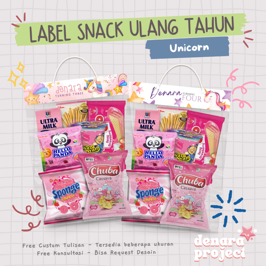 Jual Label Plastik Snack Ulang Tahun Custom / Snack Label Tag Ultah ...