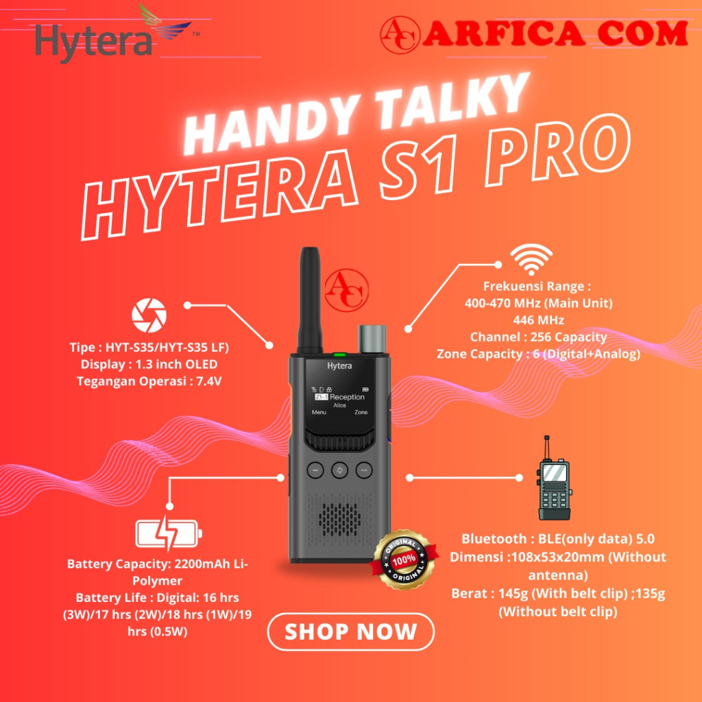 Jual HYTERA S1 PRO HYT S35 ORIGINAL GARANSI RESMI - HT HYTERA S1 PRO NVOC UHF 400 Mhz | Shopee ...