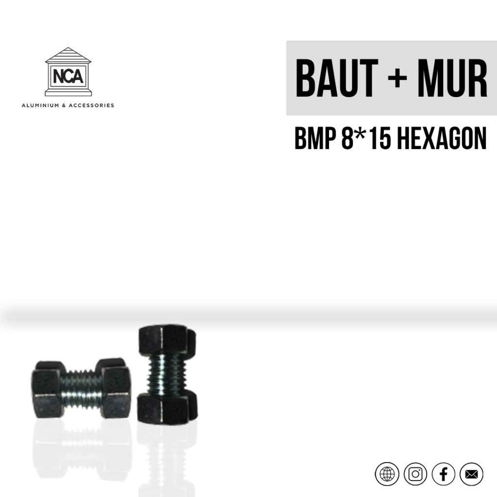 Jual Baut + Mur putih BMP 8x15 Hexagon isi 20 PCS | Shopee Indonesia