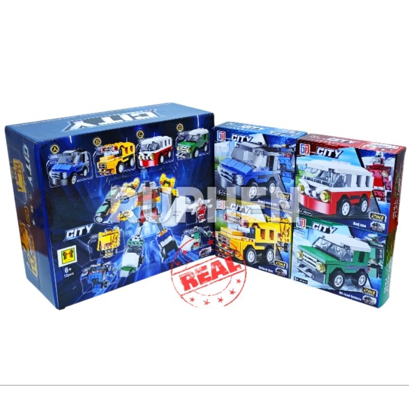 Jual GF Great Friend Bricks City Civil Car 2 in 1 Deformation Robot ...