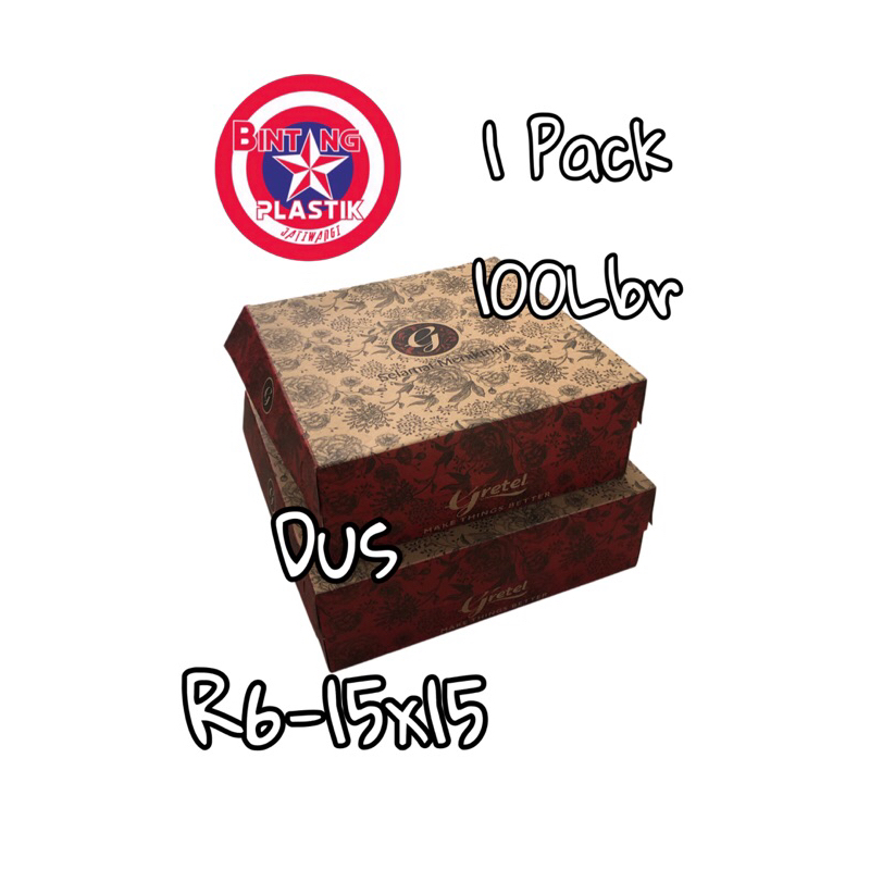 Jual [1 Pack 100Lbr] Dus Nasi / Kue GRETEL BROWN 15 x 15 / Snack Box ...