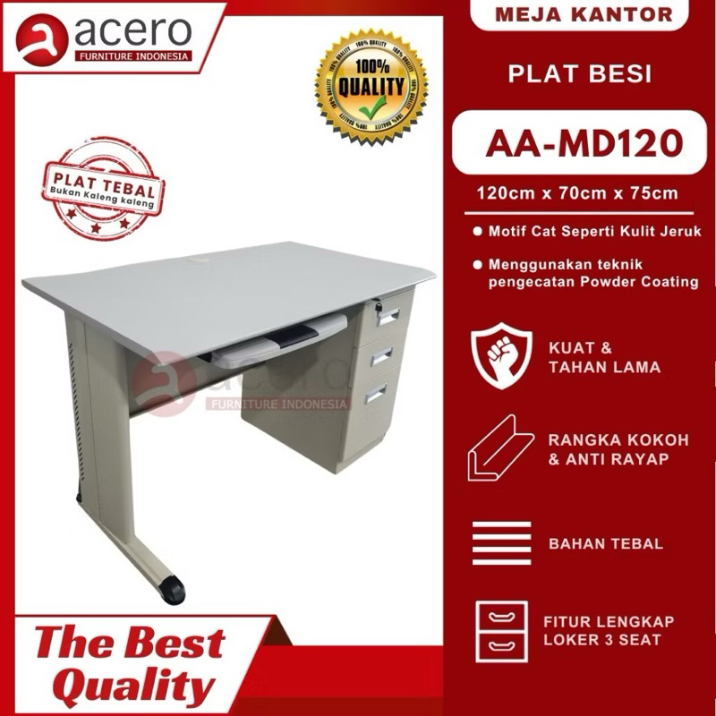 Jual Meja Kerja Besi / Meja Kantor Besi / Meja Tulis Besi / Meja 1/2 ...