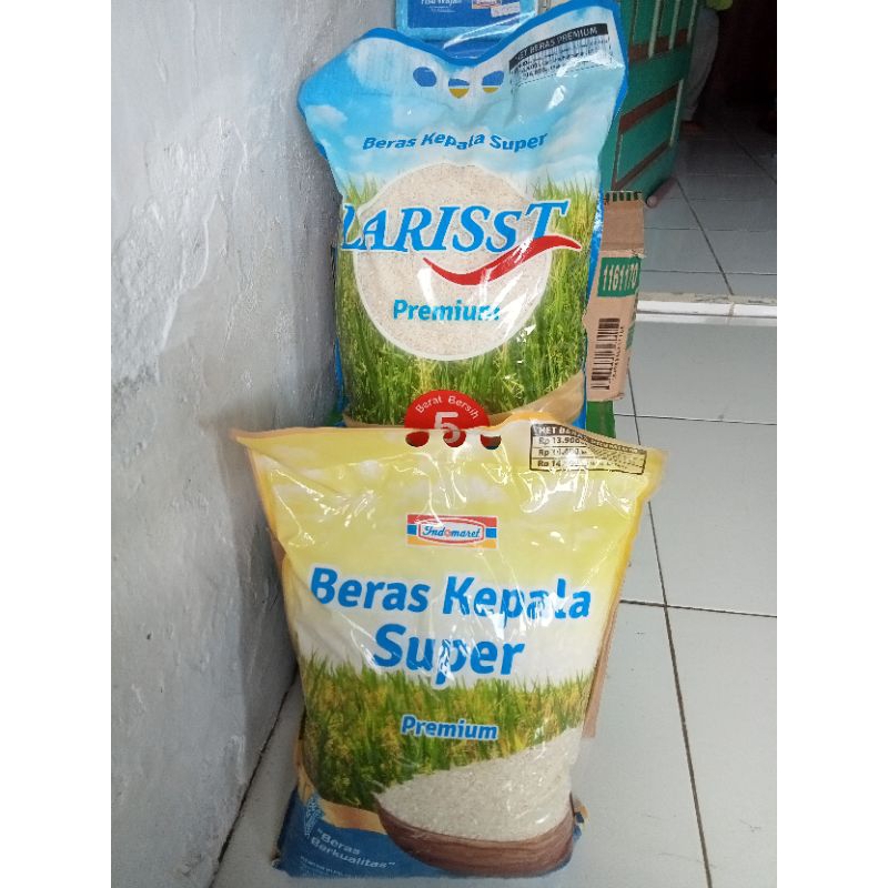 Jual Beras Kepala super Premium merk Larisst / Indomaret 5kg / 5 kg | Shopee Indonesia