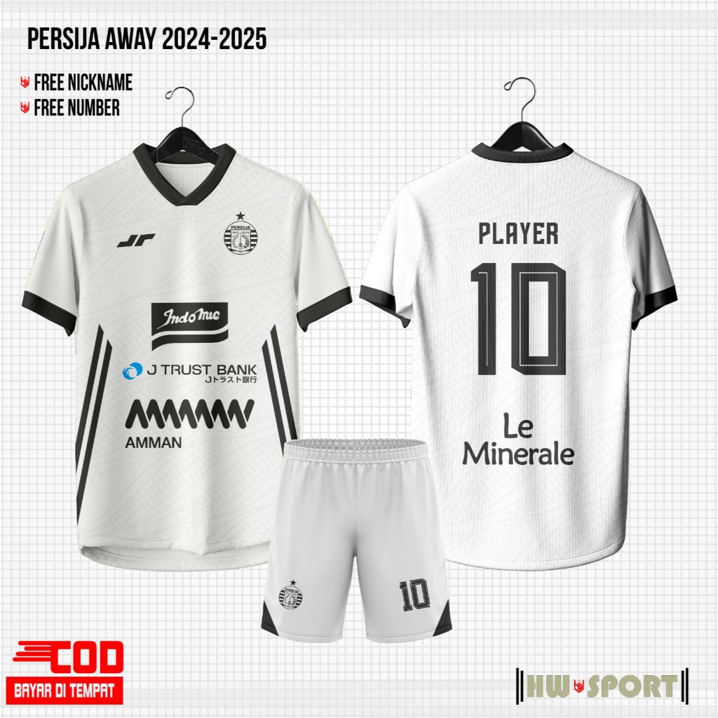 Jual Jersey Persija Jakarta Away Putih 2024/2025 Terbaru CUSTOM NAMA ...