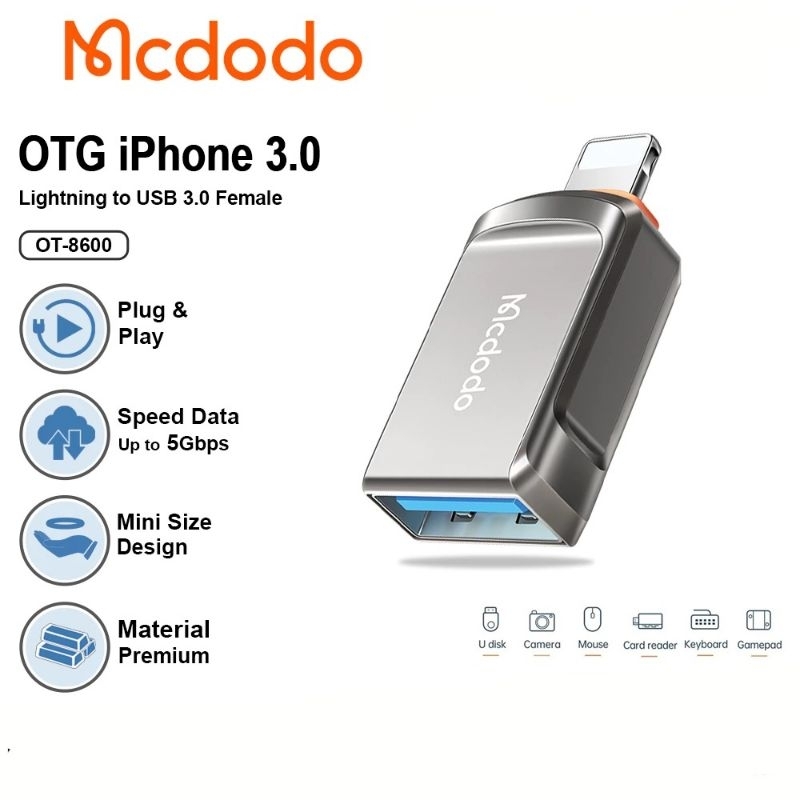 Jual McDodo USB OTG Lightning iPhone Converter USB3.0 to Lightning OT ...