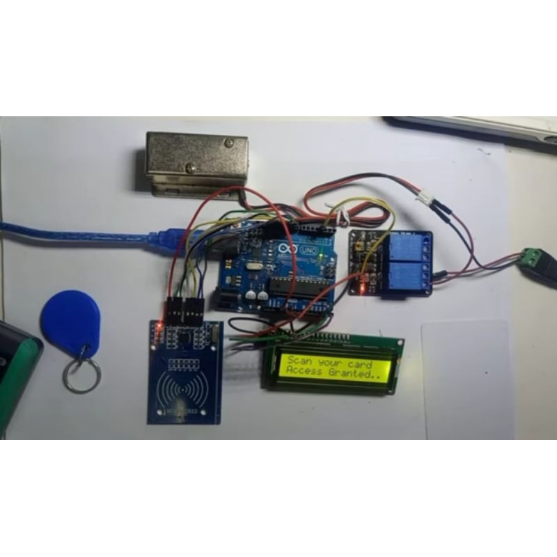 Jual prototype smart door lock sistem RFID dengan Arduino uno Lcd 16x2 ...