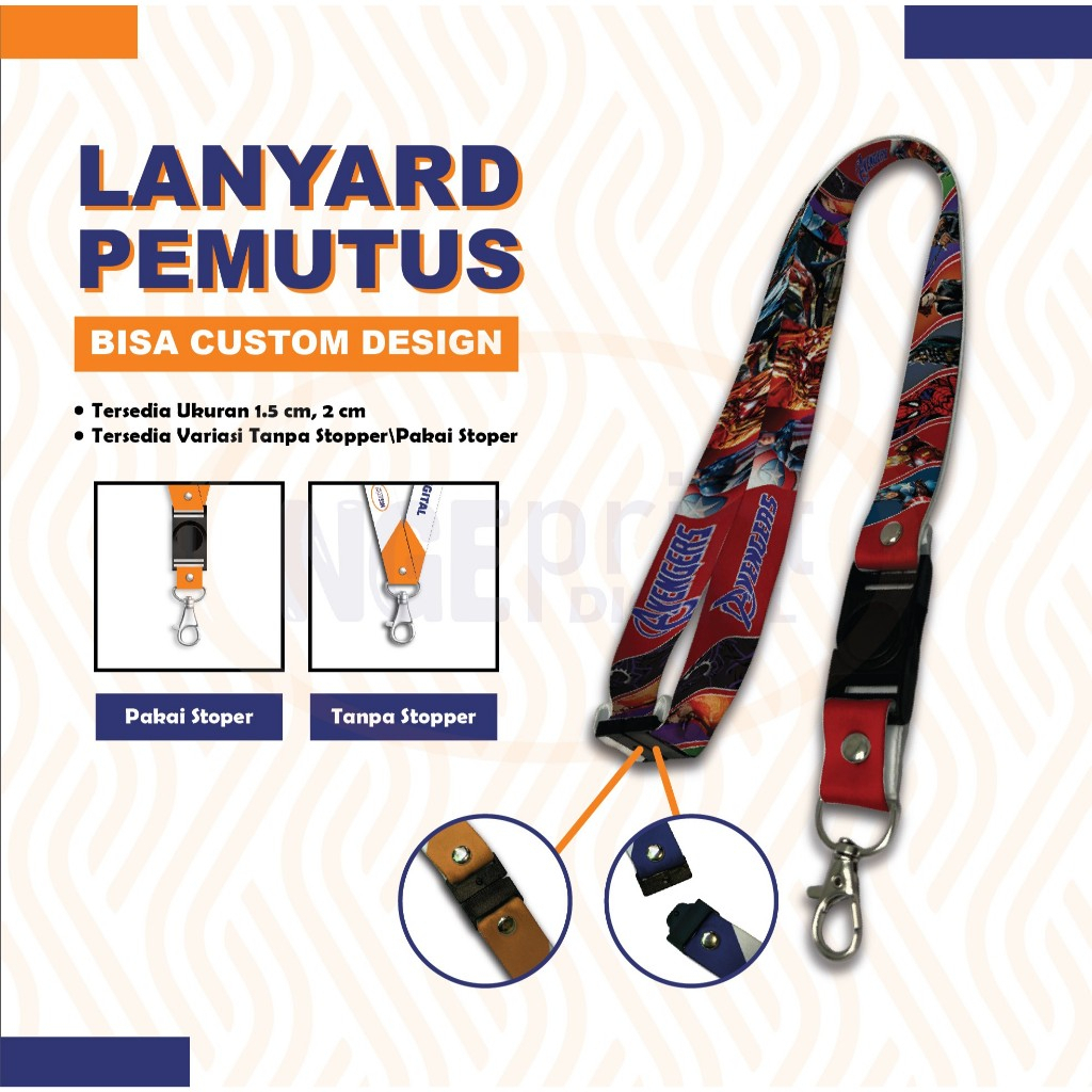 Jual [LANYARD PUTUS] Cetak Lanyard Pemutus Custom Ukuran 1,5 cm & 2 cm ...