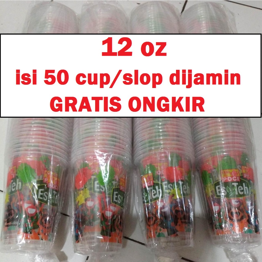 Jual gelas teh poci 12oz SLOP isi 50 cup 12 oz ASLI 100% | Shopee Indonesia