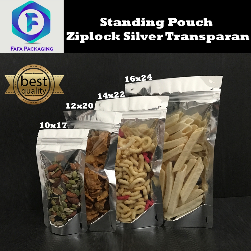 Jual Kemasan Makanan Standing Pouch kombinasi Silver Metalize Ziplock ...
