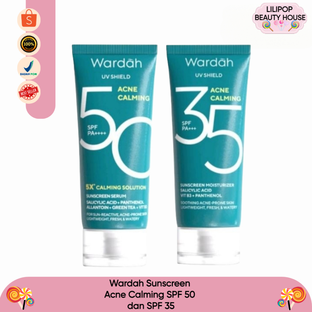 Jual Wardah (Acne Calming) UV Shield Sunscreen Moisturizer SPF 50PA ...