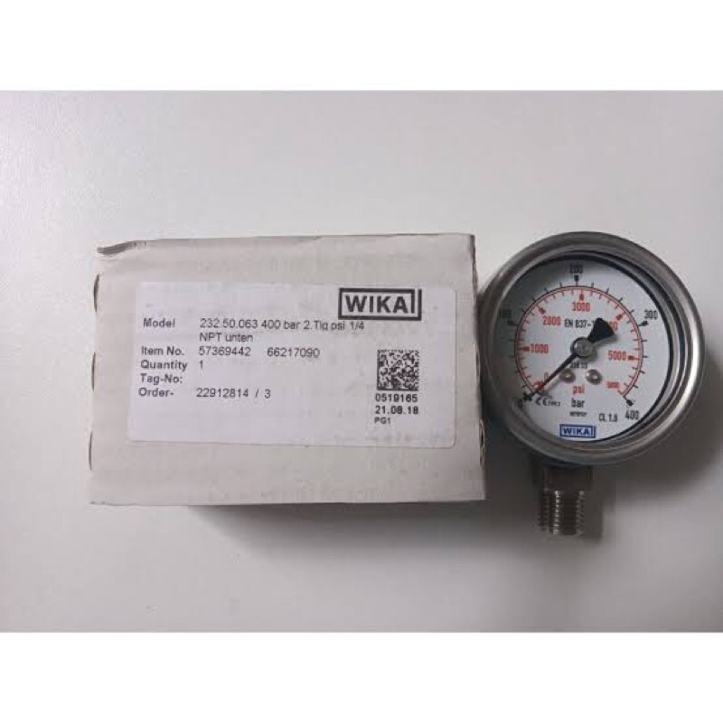 Jual Pressure gauge wika D2,5” x 1/4” bottom 60-1000 bar full SS | Shopee Indonesia
