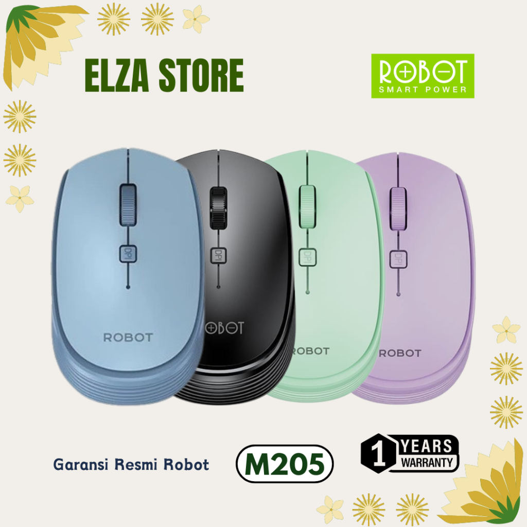Jual Mouse Wireless Robot M205 2,4GHz 1600DPI Power On/Off Garansi Resmi | Shopee Indonesia