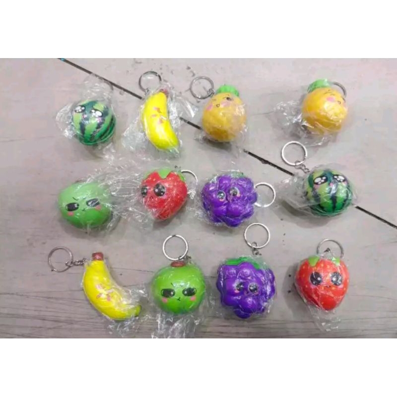 Jual Grosirr Gantungan Kunci Squishy buah buahan lusinan isi 12pcs | Shopee Indonesia
