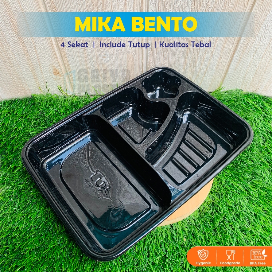 Jual Mika Bento Sekat 4 LUX + Tutup / Mika Bento Plastik / Mika Bento 4 ...