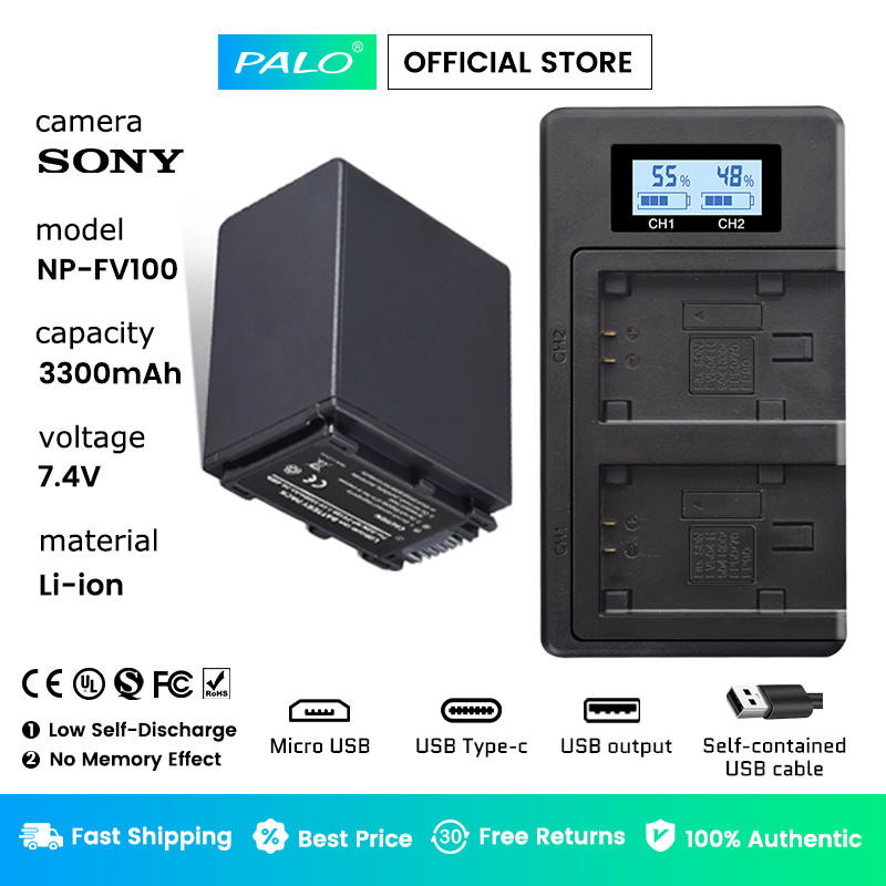Jual PALO NP-FV100 NP FV30 FV50 FV70 NP-FV100A Baterai Kamera with USB LCD Battery Charger for ...