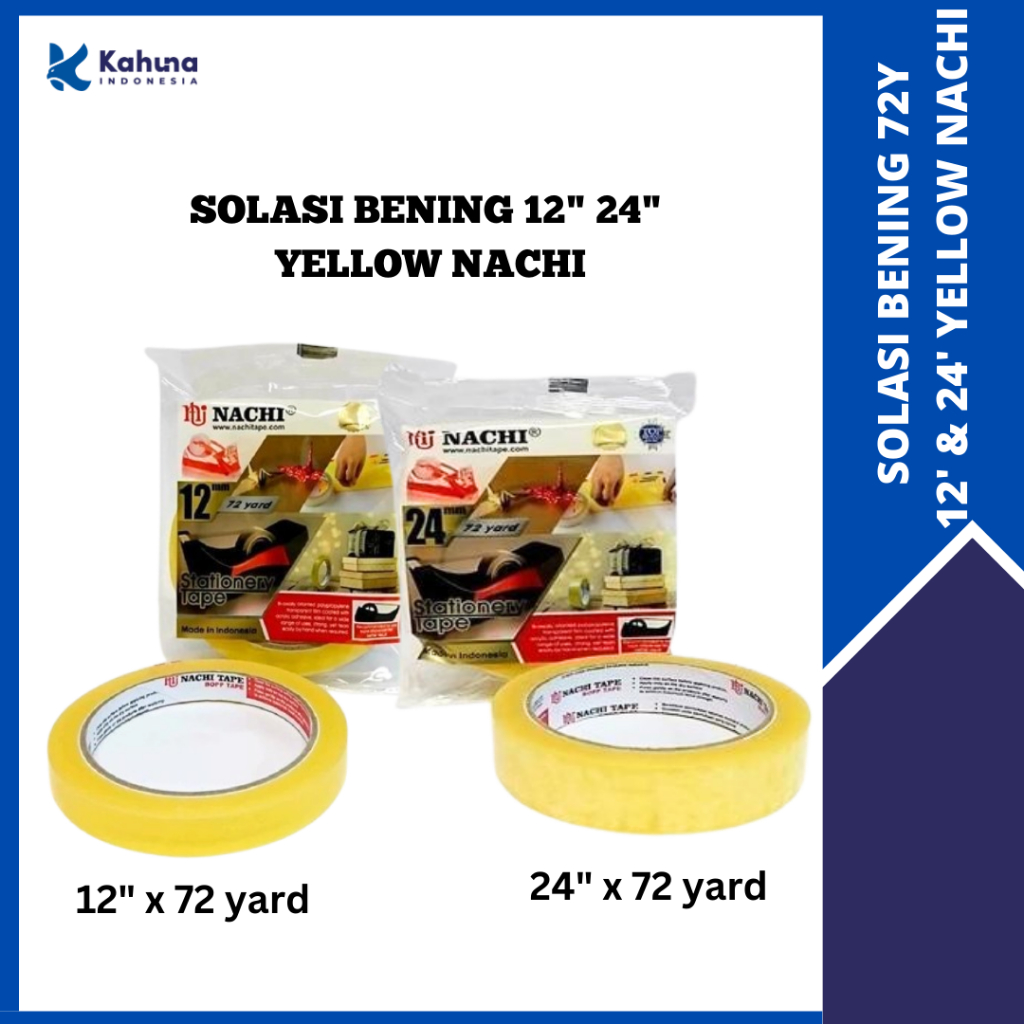 Jual ISOLASI BENING KUNING 12mm 24mm PANJANG 72YARD NACHI | Shopee ...