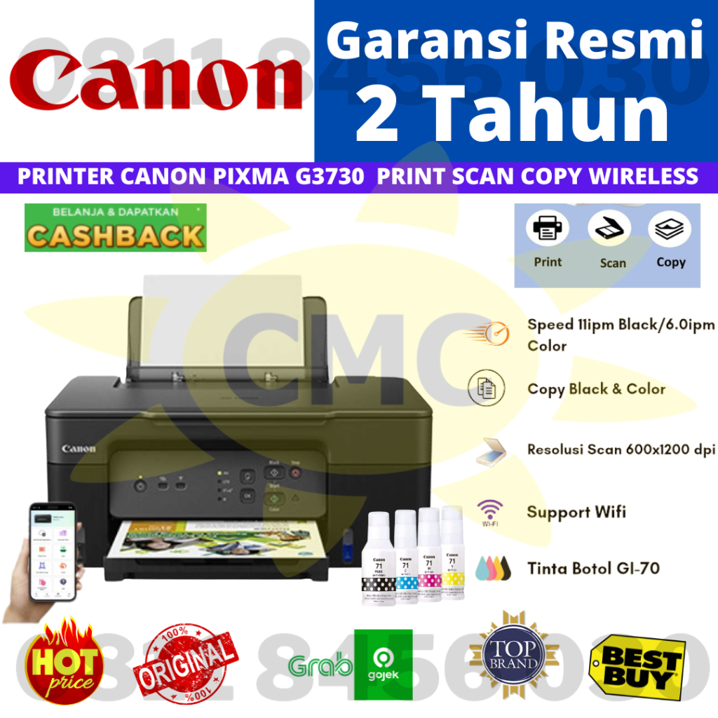 Jual Printer Canon PIXMA G3730 G 3730 All In One Print Scan Copy Wifi ...