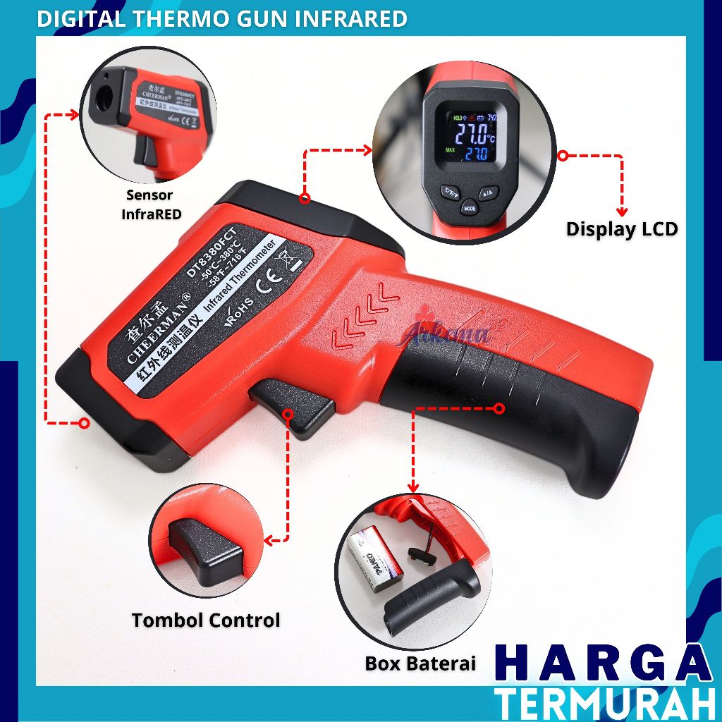 Jual INFRARED THERMOMETER | THERMO GUN SUHU RUANGAN | ALAT CEK SUHU ...