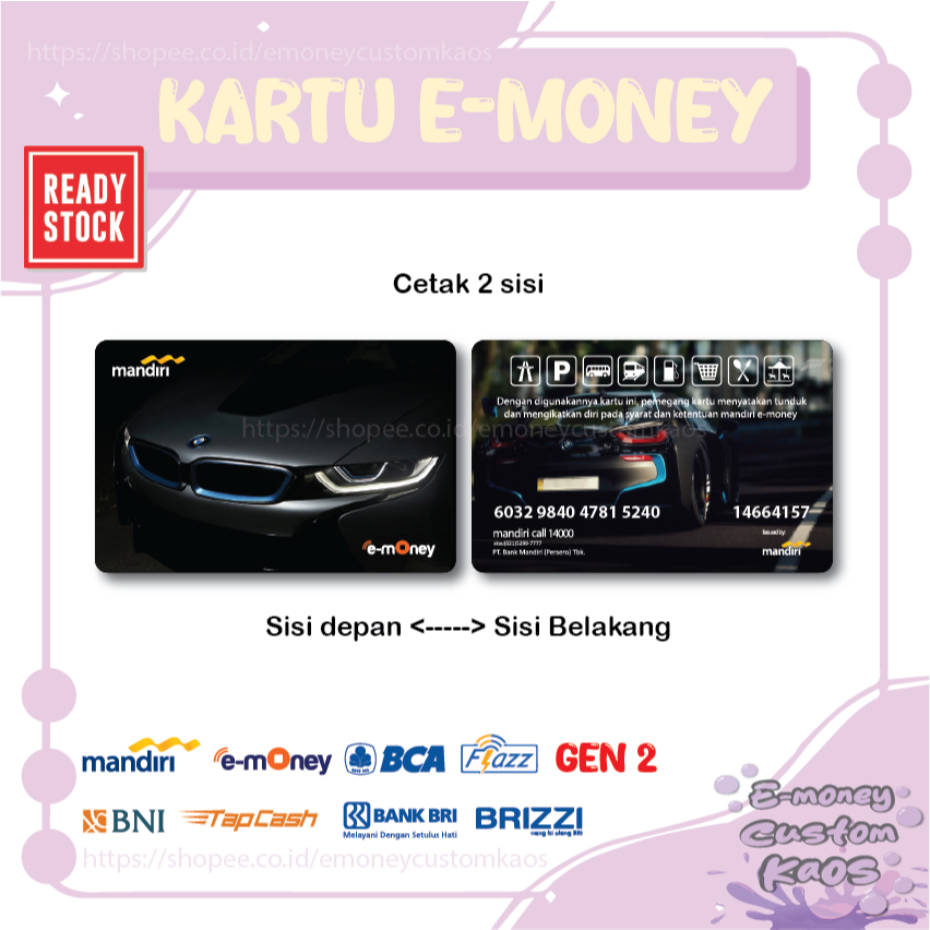 Jual KARTU EMONEY MOBIL BMW LOGO TERBARU SUPER MEWAH ETOLL E-MONEY ...