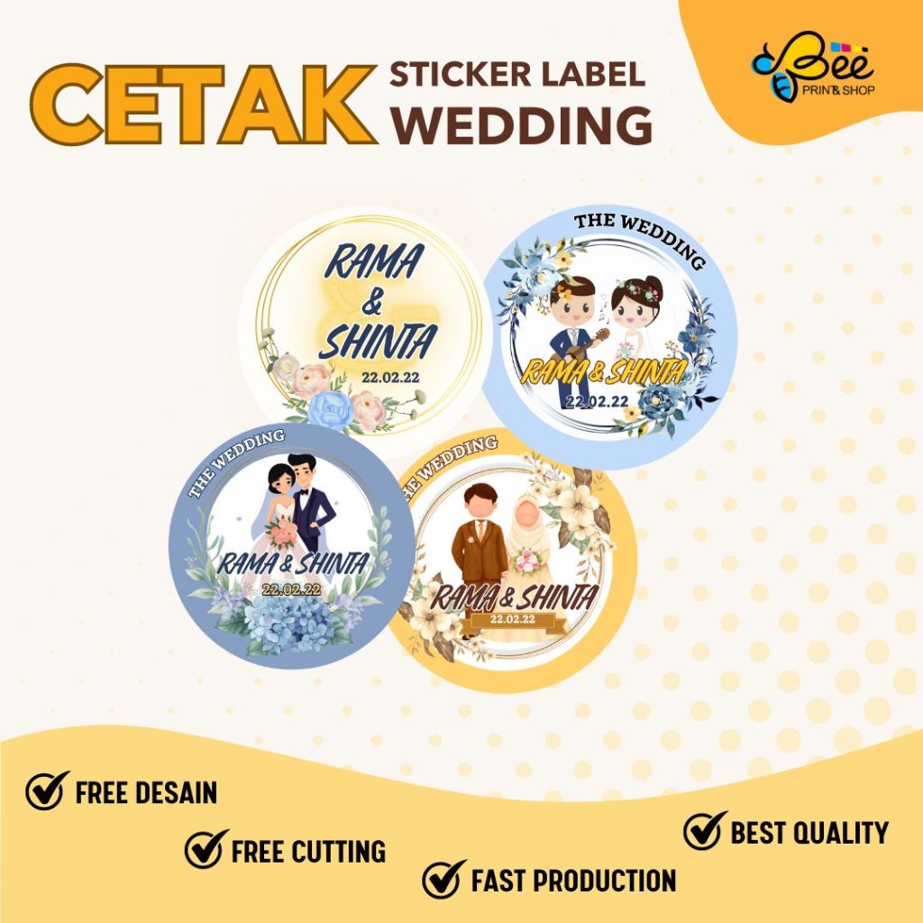 Jual (ADA MINIMAL ORDER) STICKER WEDDING, Cetak stiker pernikahan ...
