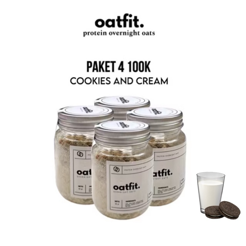 Jual PAKET 4 Oatfit Protein Overnight Oats Cookies and Cream Oatmeal ...