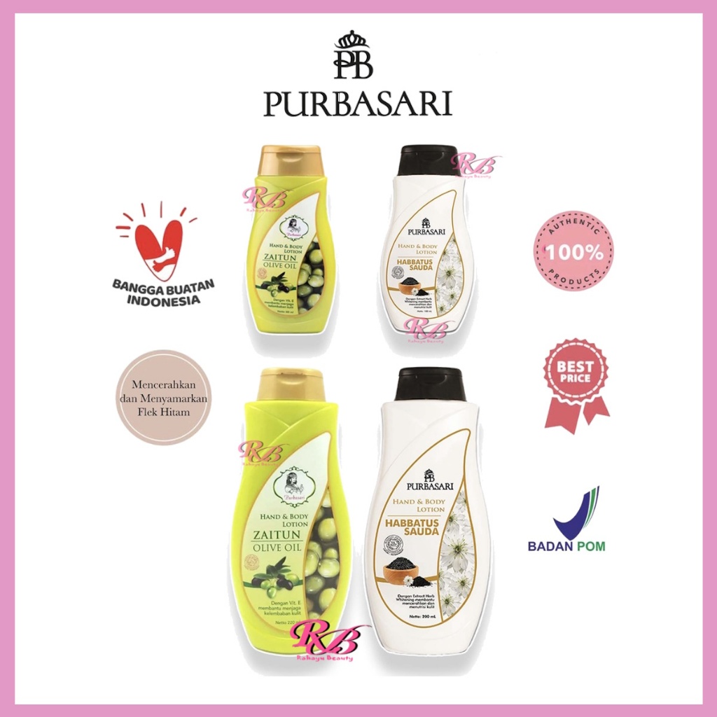 Jual PURBASARI Hand & Body Lotion Zaitun & Habbatus Sauda 100ml | 220ml ...