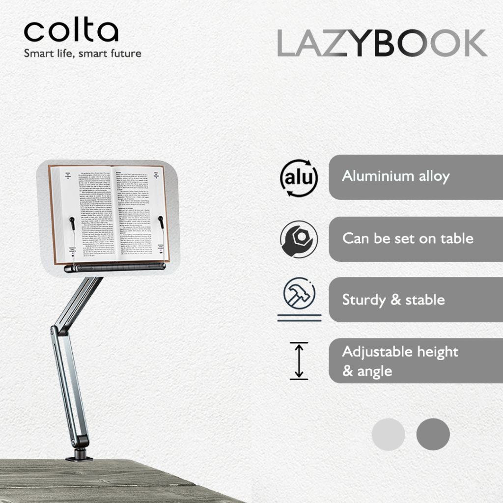 Jual Colta LazyBook Phone/Tablet Clip LongExtend Holder Bracket Aluminium Transparant Book Stand ...