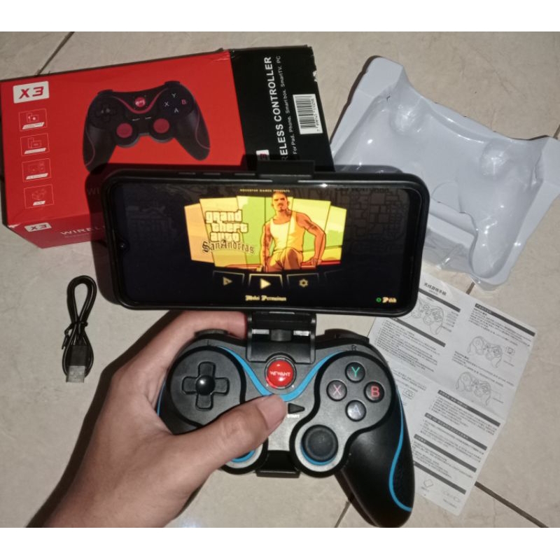 Jual GAMEPAD X3 BIRU AUTO KONEK V3 SHOTINGPLUS | BLUETOOTH WIRELESS ...