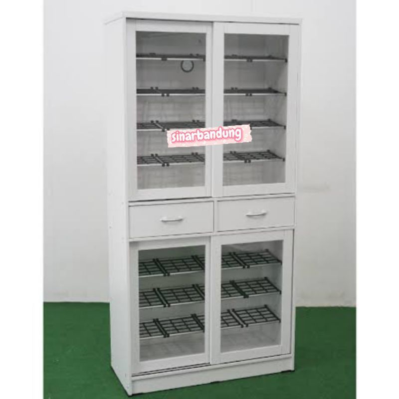 Jual RAK SEPATU PUTIH MINIMALIS / RAK SEPATU KACA SLIDING / LEMARI ...
