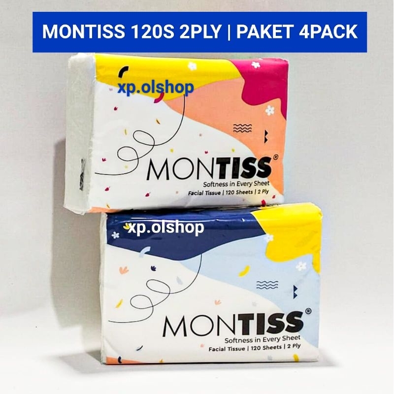 Jual | PAKET 4PACK | TISU TISSUE MONTISS FACIAL MINI SOFT PACK 120S ...
