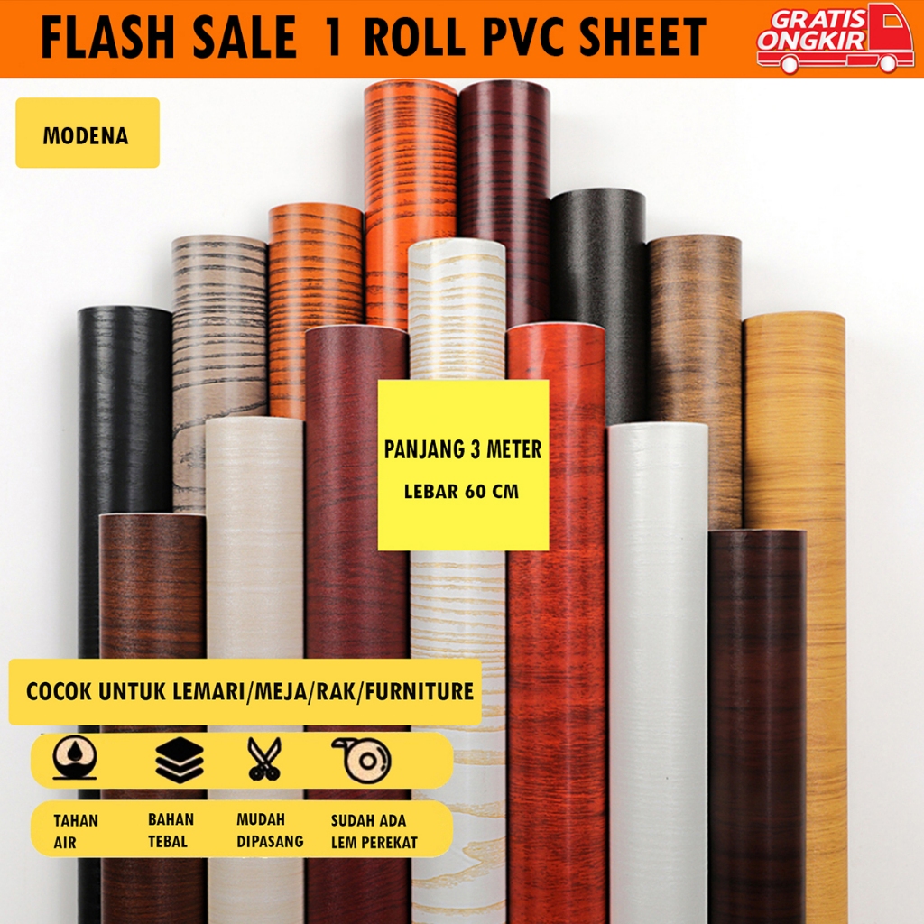 Jual Pelapis Furnitur PVC Sheet Stiker Lebar 60cm x 3m Stiker Meja ...