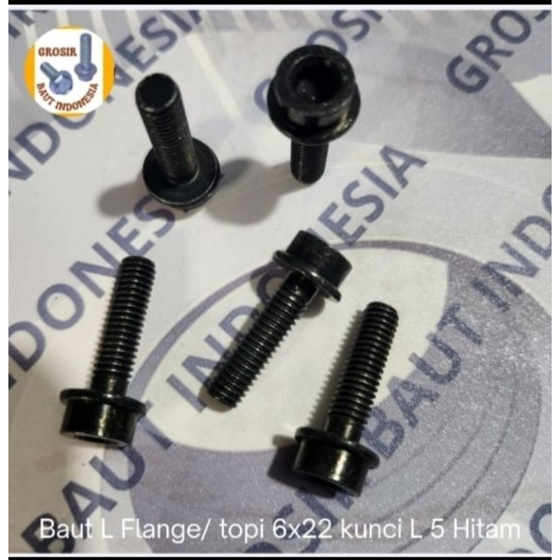Jual Baut L Flange/ Topi 6x22 Kunci L 5 Hitam (paket 10pcs) | Shopee ...