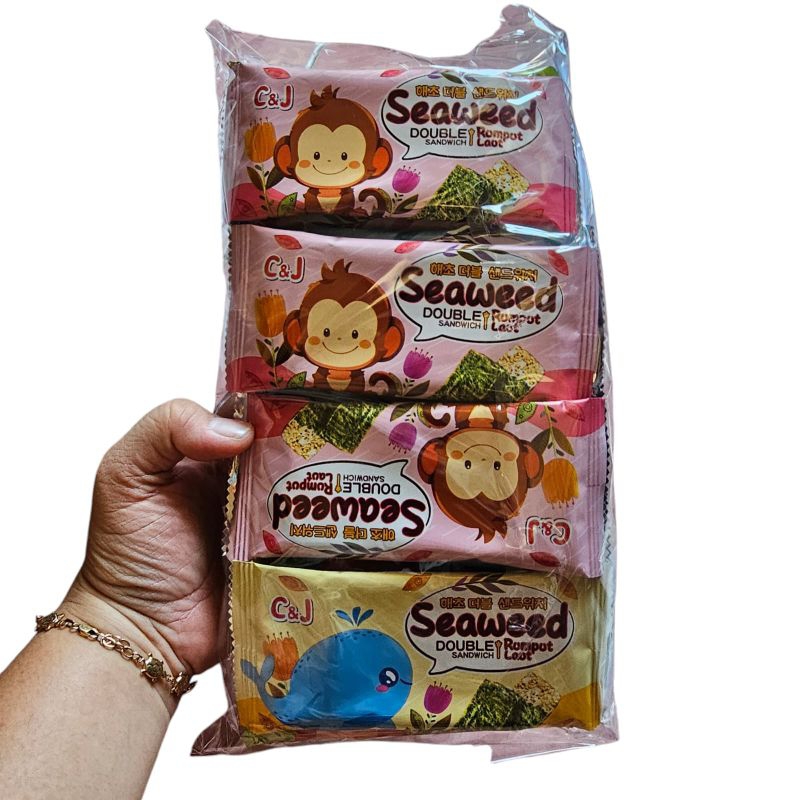 Jual Snack Rumput Laut Seaweed Double Sandwich C&J pak isi 20 pcs ...