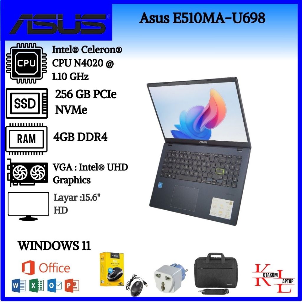 Jual Asus E510MA-U698 with 4GB RAM and 256GB SSD | Shopee Indonesia
