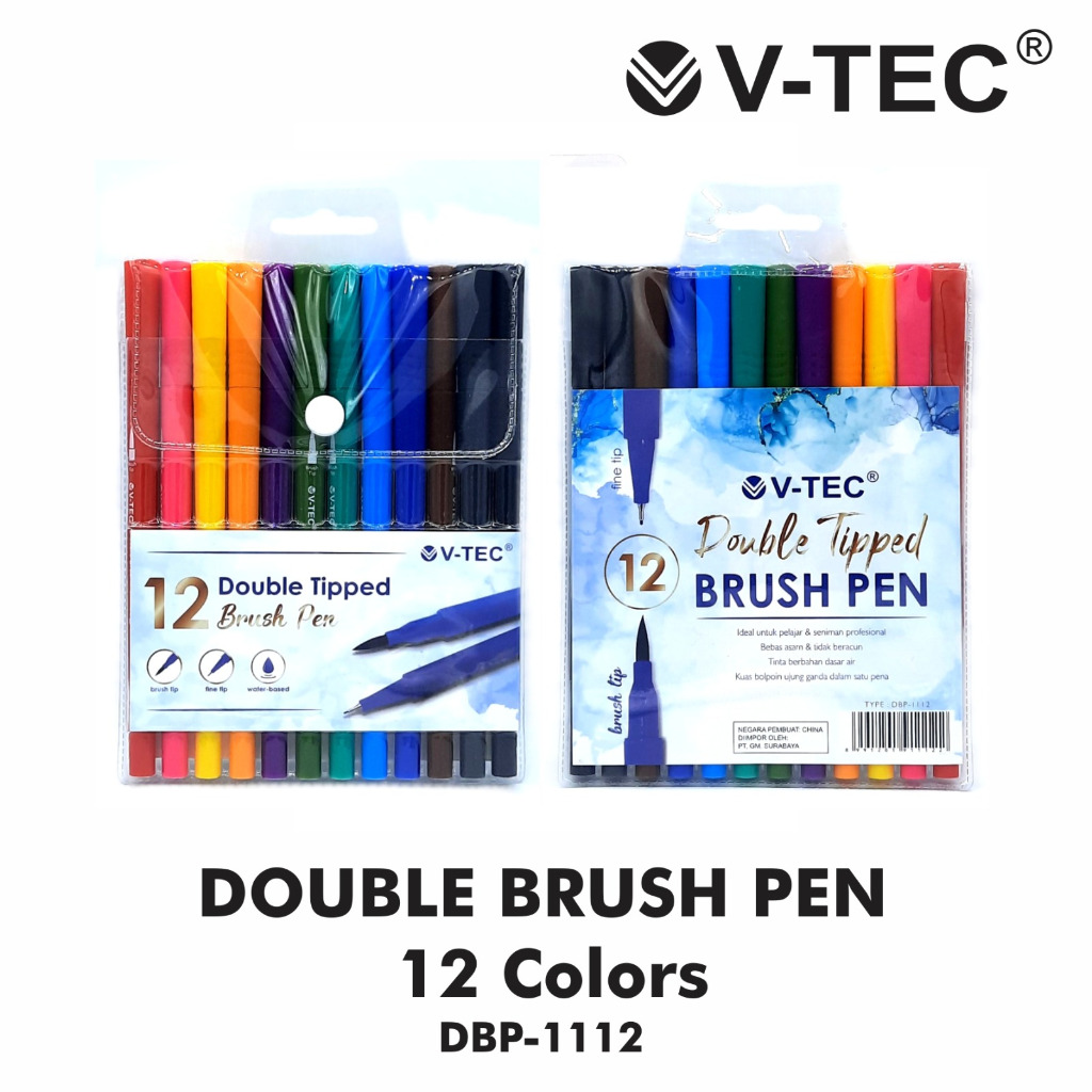 Jual BRUSH PEN 12W DOUBLE TIP BRUSH PEN VTEC DBP-1112 (12 WARNA) & DBP ...
