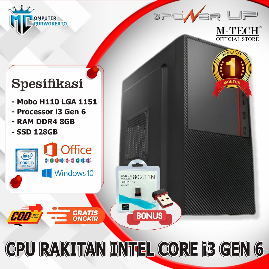 Jual PC Rakitan CPU Komputer Core i3 i5 i7 Gen 6 Dengan SSD 128GB ...